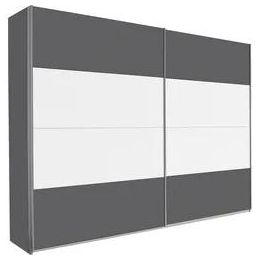 Schwebetürenschrank Rauch "Quadra Kleiderschrank BESTSELLER Schrank Gaderobe" Schränke Gr. B/H/T: 271cm x 210cm x 62cm, 2 St., weiß (grau metallic/weiß) mit Möglichkeit zur individuellen Frontgestaltung, leichtgängige Türen