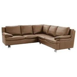 Ecksofa Places of Style "Drover L-Form" Sofas Gr. B/H/T: 247cm x 91cm x 247cm, NaturLEDER LongLife300, braun (caramel) gleichschenklig, in Echtleder