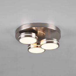 Trio LED-Deckenlampe Franklin dreiflammig nickel matt