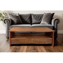 Couchtisch Akazienholz massiv nussbaum Beistelltisch 130 x 70 x 45 cm DAHLIA I