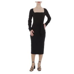 Ital-Design Wickelkleid Damen Elegant Pencil (86365205) Drapiert Stretch Maxikleid in Schwarz