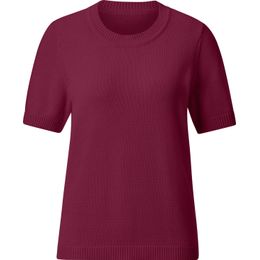 CR&Eacute;ATION L Damen Kurzarmpullover mit Rippabschl&uuml;ssen fuchsia Gr&ouml;&szlig;e 36