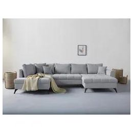 Wohnlandschaft Inosign "Lörby U-Form" Sofas Gr. B/H/T: 339 cm x 90 cm x 190 cm, Luxus-Microfaser weich, Ottomane links, Luxus Microfaser weich, bunt (melange) auch mit Aqua clean-Bezug, feine Steppung im Sitzbereich, lose Kissen