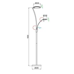 Aluminor Kitel 89 LED-Stehlampe mit LED-Leselicht