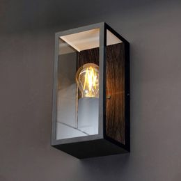 ECO-Light Außenwandlampe Karo, Holzdekor