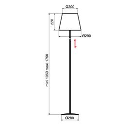 Aluminor Store Stehlampe, alu/rot