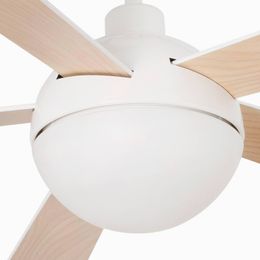 Faro Barcelona Deckenventilator Izaro mit LED-Leuchte, weiß/ahorn