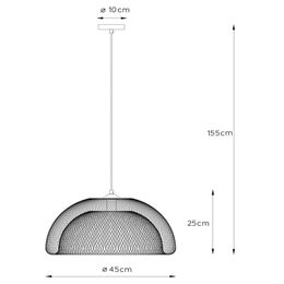 Lucide Hängeleuchte Mesh, einflammig, schwarz, Ø 46 cm