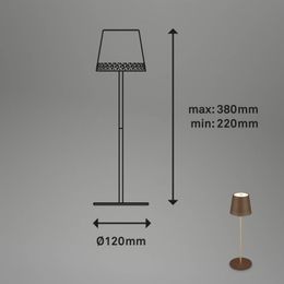 Briloner LED-Tischleuchte Kiki mit Akku 3.000K, braun/gold