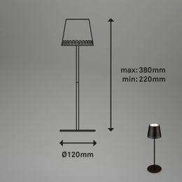 Briloner LED-Tischleuchte Kiki mit Akku 3.000K, schwarz