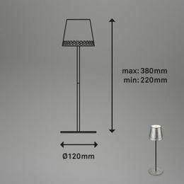 Briloner LED-Tischleuchte Kiki mit Akku 3.000K antik silber