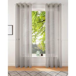Gardine REGINA, my home, Ösen (2 St), transparent, Vorhang, Fertiggardine, 2-er Set, transparent, modern, Struktur, grau