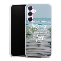 DeinDesign Galaxy A55 5G Handy Silikon H&uuml;lle Case transparent Handyh&uuml;lle Statement Beach Spruch Silikon Case