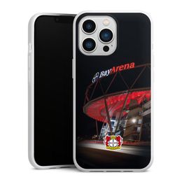 DeinDesign iPhone 13 Pro Handy Silikon H&uuml;lle Case wei&szlig; Handyh&uuml;lle Official Licensed Product Bayer 04 Leverkusen Stadium Silikon Case