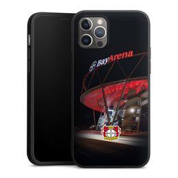 DeinDesign iPhone 12 Pro Handy Premium Silikon H&uuml;lle Handyh&uuml;lle schwarz Case Official Licensed Product Bayer 04 Leverkusen Stadium Silikon Premium Case