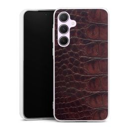 DeinDesign Galaxy A55 5G Handy Silikon H&uuml;lle Case transparent Handyh&uuml;lle Leather Crocodile Animal Print Silikon Case