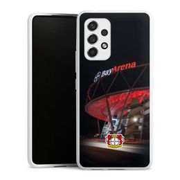 DeinDesign Galaxy A53 5G Handy Silikon H&uuml;lle Case wei&szlig; Handyh&uuml;lle Bayer 04 Leverkusen Stadium Official Licensed Product Silikon Case