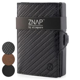 Slimpuro Geldbörse ZNAP 12 (1 x Slim Wallet;1 x Münzfach;1 x RFID-Shield Karte), Leder Portemonnaie klein Damen Herren Geldbeutel Unisex Brieftasche