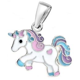Goldene Hufeisen Kettenanhänger Einhorn Anhänger mit Emaille für Halskette 925 Silber Kettenanhänger (1 Stück, inkl. Etui), Rhodiniert, silberfarben