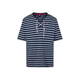 Wind sportswear T-Shirt Herren Kurzarmshirt mit Kordelausschnitt, blau, 6XL, navy-weiß