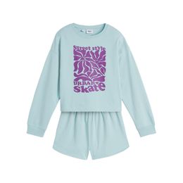 bonprix Mädchen Sweatshirt und Sweat-Shorts aus Bio-Baumwolle (2-tlg.Set)