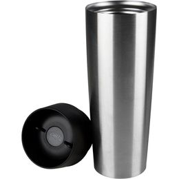 Emsa Thermobecher Travel Mug Grande, Edelstahl, 0,5L, Edelstahl, 360°Trinköffnung, spülmaschinenfest,6h warm/ 12h kalt, schwarz|silberfarben