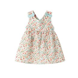 suebidou Midikleid Mädchenkleid Sommerkleid mit Blumenmuster und Schleifen Baby/Kleinkind Träger zum Knöpfen