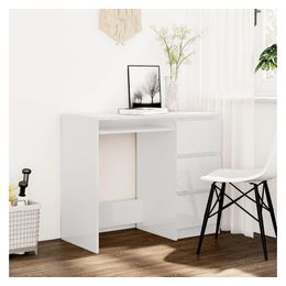 furnicato Schreibtisch Hochglanz-Weiß 90x45x76 cm Holzwerkstoff