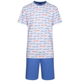 PASTUNETTE Shorty Herren Pyjama Rennwagen allover (2 tlg) mit kurzem Arm