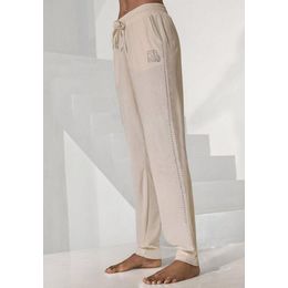 Vivance Nickihose -Loungehose mit Glitzerdruck, weiß