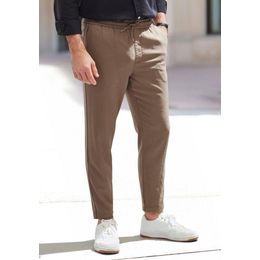 John Devin Jogger Pants Regular Fit, Jogg Pants mit Bindeband, aus leichter Webqualität, beige|braun