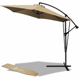 300 cm Ampelschirm, Sonnenschirm mit Windsicherung und Schutzhülle, Khaki - VOUNOT