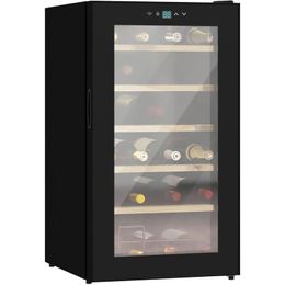 HOMCOM Weinkühlschrank für 24 Flaschen, einstellbare Temperatur 5 bis 20° c, LED-Beleuchtung, schwarz, 43 x 45 x 75 cm - Schwarz