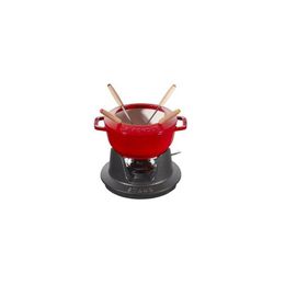 Staub Gourmet-Fondue-Set 18 cm rot aus Gusseisen