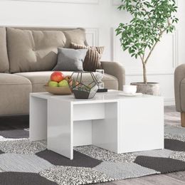 4er Couchtisch-Set, Sofatisch/Kaffeetisch für das Wohnzimmer, Wohnzimmertisch im Industrie-Design Hochglanz-Weiß 33x33x33 cm Holzwerkstoff -FV68336