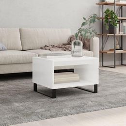 Bonnevie - Couchtisch,Sofatisch Kaffeetisch, Wohnzimmertisch im Industrie-Design Hochglanz-Weiß 60x50x40 cm Holzwerkstoff -FV47583 - Weiß