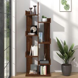 Bücherregal,Bücherschrank Stahlgestell 48x25,5x140 cm Eiche Braun Holzwerkstoff -BNC48275 - Braun