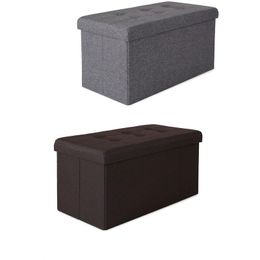 dibea faltbarer Sitzhocker / Aufbewahrungsbox, Sitzbank aus Leinen, 76 x 38 x 38 cm, braun - braun