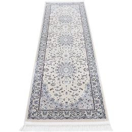 Läufer CarpetFine "Nain Diane" Teppiche Gr. B/L: 80 cm x 300 cm, 8 mm, 1 St., beige (creme) Küchenläufer Kurzflorteppich, Orient Look
