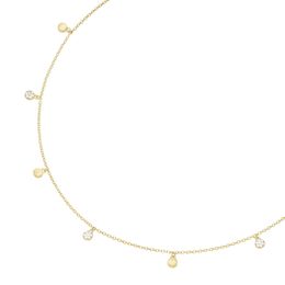 Collier Giorgio Martello MILANO "mit 7 Behängen, weißen Zirkonia und matt, Silber 925" Halsketten Gr. 45 cm, Silber 925 (Sterlingsilber), goldfarben (vergoldet> <) Damen Colliers