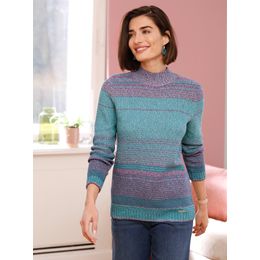 Strickpullover Casual Looks "Pullover" Gr. 54, blau (ozean, gestreift) Damen Pullover Rollkragenpullover