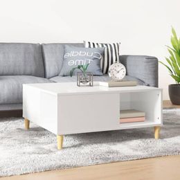 Bonnevie - Couchtisch,Sofatisch Kaffeetisch, Wohnzimmertisch im Industrie-Design Hochglanz-Weiß 80x80x36,5 cm Holzwerkstoff -FV37109 - Weiß