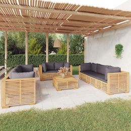 MAISONCHIC - 9-tlg. Garten-Lounge-Set Gartenmöbel-Set Terrassen-Sitzgruppe mit Kissen Massivholz Teak ZDEH59118