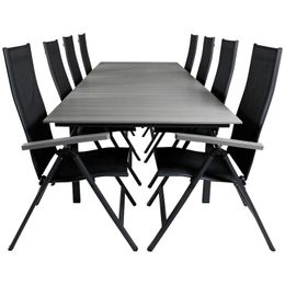 ebuy24 Levels Gartenset Tisch 100x229/310cm und 8 Stühle Albany schwarz, grau.
