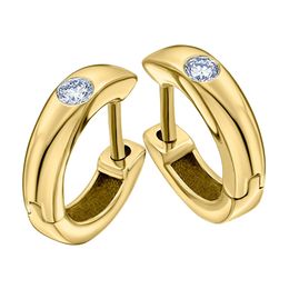 Paar Creolen ONE ELEMENT "0,10 ct Diamant Brillant Ohrringe aus 585 Gelbgold" Gr. Damen, 0.10 ct mit Diamant, Diamanten, goldfarben (gold) Damen Creolen