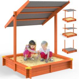 Spielwerk® Sandkasten verschiedene Größen Sonnendach UV-Schutz 50+ Sandbox Abdeckung Kinder Outdoor Sandkiste Imprägniert Sand Garten Holz Bodenvlies