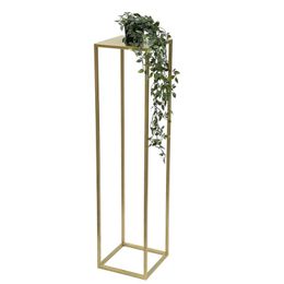 DanDiBo - Blumenhocker Metall Gold Eckig 100 cm Blumenständer Beistelltisch 96570 Blumensäule Modern Pflanzenständer Pflanzenhocker