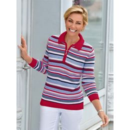 Strickpullover Casual Looks "Pullover" Gr. 46, bunt (rot, kornblume, geringelt) Damen Pullover