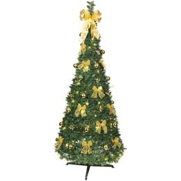 STAR TRADING - Best Season Dekorierter LED-Tannenbaum, beleuchtet circa 190 x 80 cm mit 80 warmwhite led mit 8 Funktionen, zusammenfaltbar, goldene