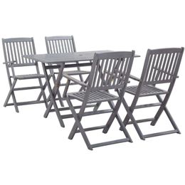 Bonnevie - 5-tlg. Gartenmöbel Set Sitzgruppe Garten mit Tisch und Stühlen - Massivholz Akazie Grau BV139430